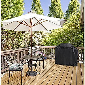 AMSAMOTION BBQ Covers Waterproof Heavy Duty Large Grill Cover, 3-4 Burner Gas BBQ Covers, Windproof, Rip-Proof, Outdoor Large Barbecue Cover for Weber, Brinkmann, Char-Broil