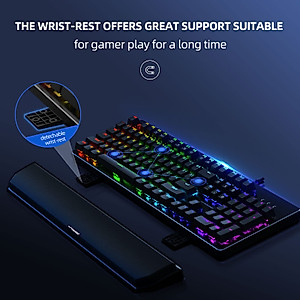 GTRACING Mechanical Gaming Keyboard with Wrist Rest, RGB Lighting, Tactile Mechanical Switches, Programmable Macro Keys