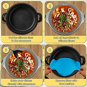 Sdpeia Slow Cooker Liners, 2 Pack Reusable Silicone Crock Pot Liners Fit 7-8 Quarts Crockpot, BPA Free/Leakproof/Slow Cooker Accessories Cooking Liner with Free Cleaning Sponge