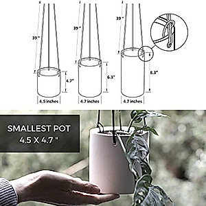 AUBURY Hanging Planter for Indoor Plants - Set of 3 Ceramic Hanger Planters, Succulent Hanging Plant Pots, Hanging Plant Holders for Indoor Outdoor, Hanging Plant Decor 3 Pack, Patented Design D887822