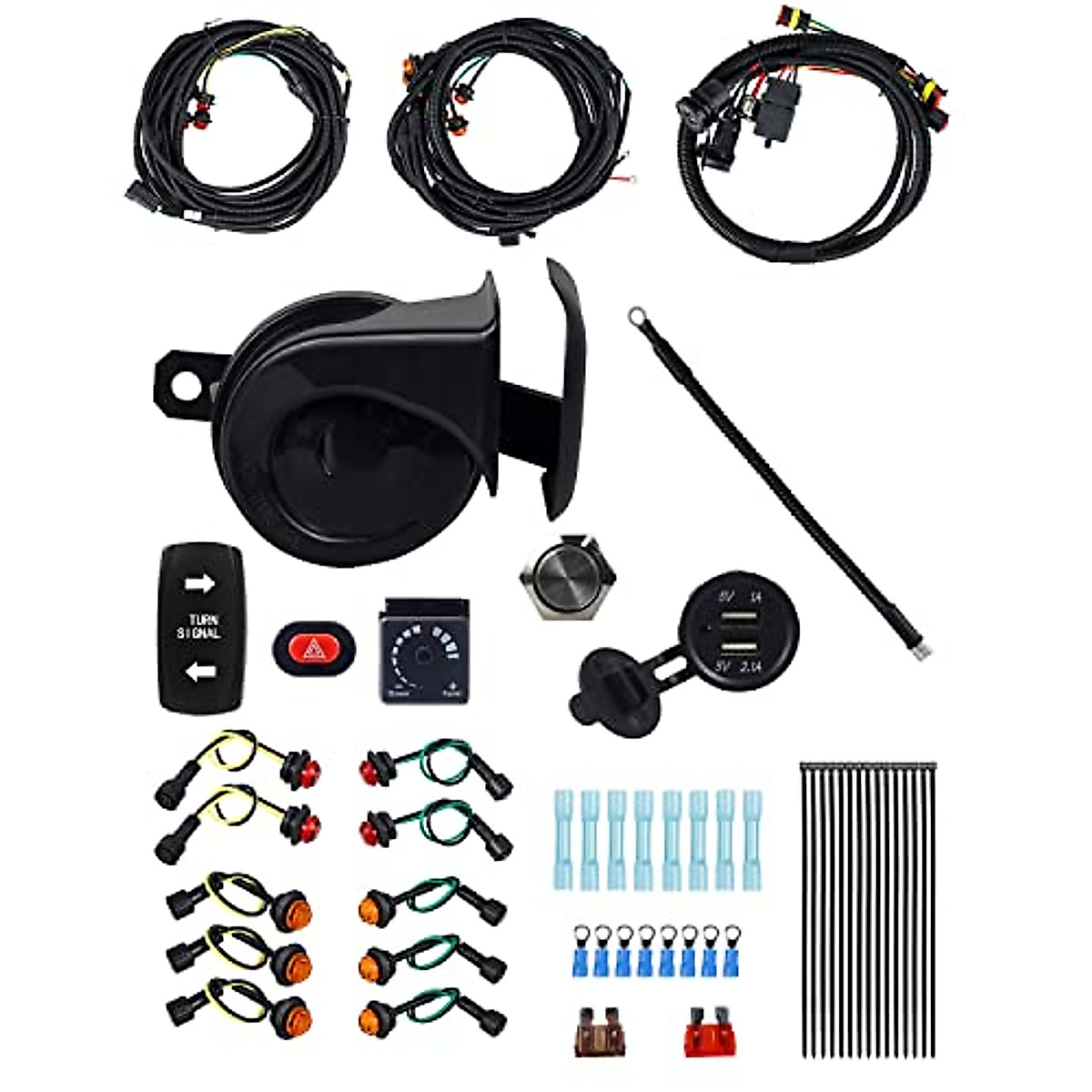 NTHREEAUTO Universal ATV UTV Street Legal Kits, Side-by-Side Turn Signals Kit, Rocker Switch, USB Car Charger, Horn, Hazard Lights Compatible with Polaris Ranger Yamaha Grizzly Honda FourTrax Can-Am