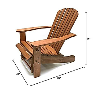 Outdoor Interiors CD3111 Eucalyptus Adirondack Chair and Built In Ottoman