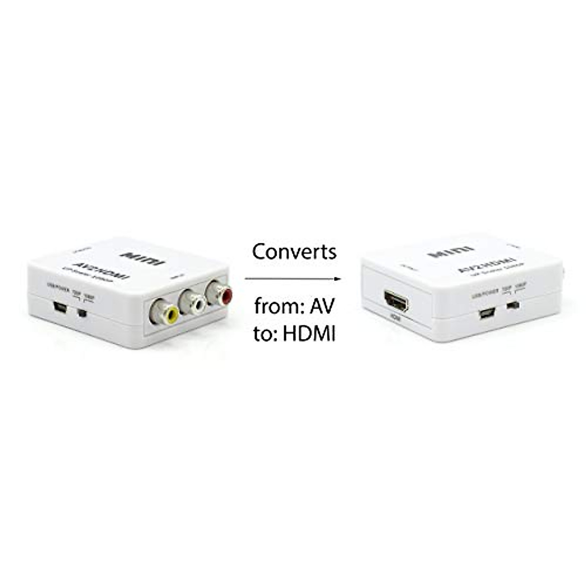 THE CIMPLE CO RCA to HDMI Converter (Analog to Digital Converter) - Converts from RCA/Composite/Red-White-Yellow - Does not Work in Reverse - UP CONVERTS - Black Kit