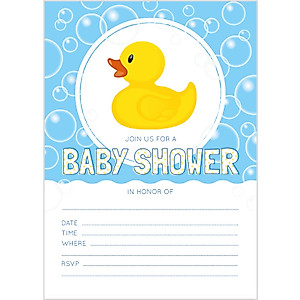 24 Rubber Ducky Baby Shower Invitations 5x7 Invites with 24 White Envelopes