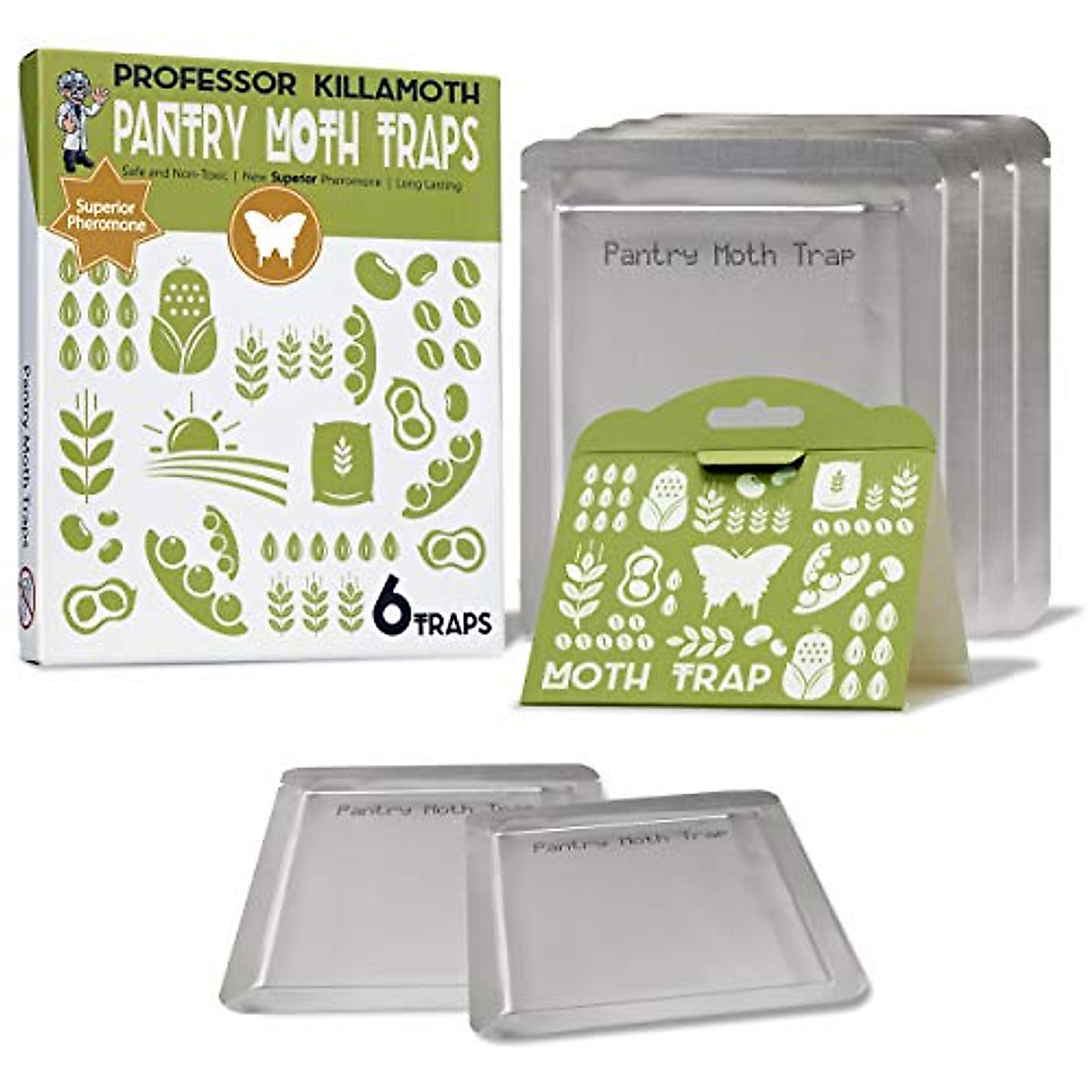 Superior Pantry Moth Traps with Pheromones Prime | No Insecticides | Safe, Non-Toxic and Child and Pet Friendly | Superior Attractant - 6 Traps