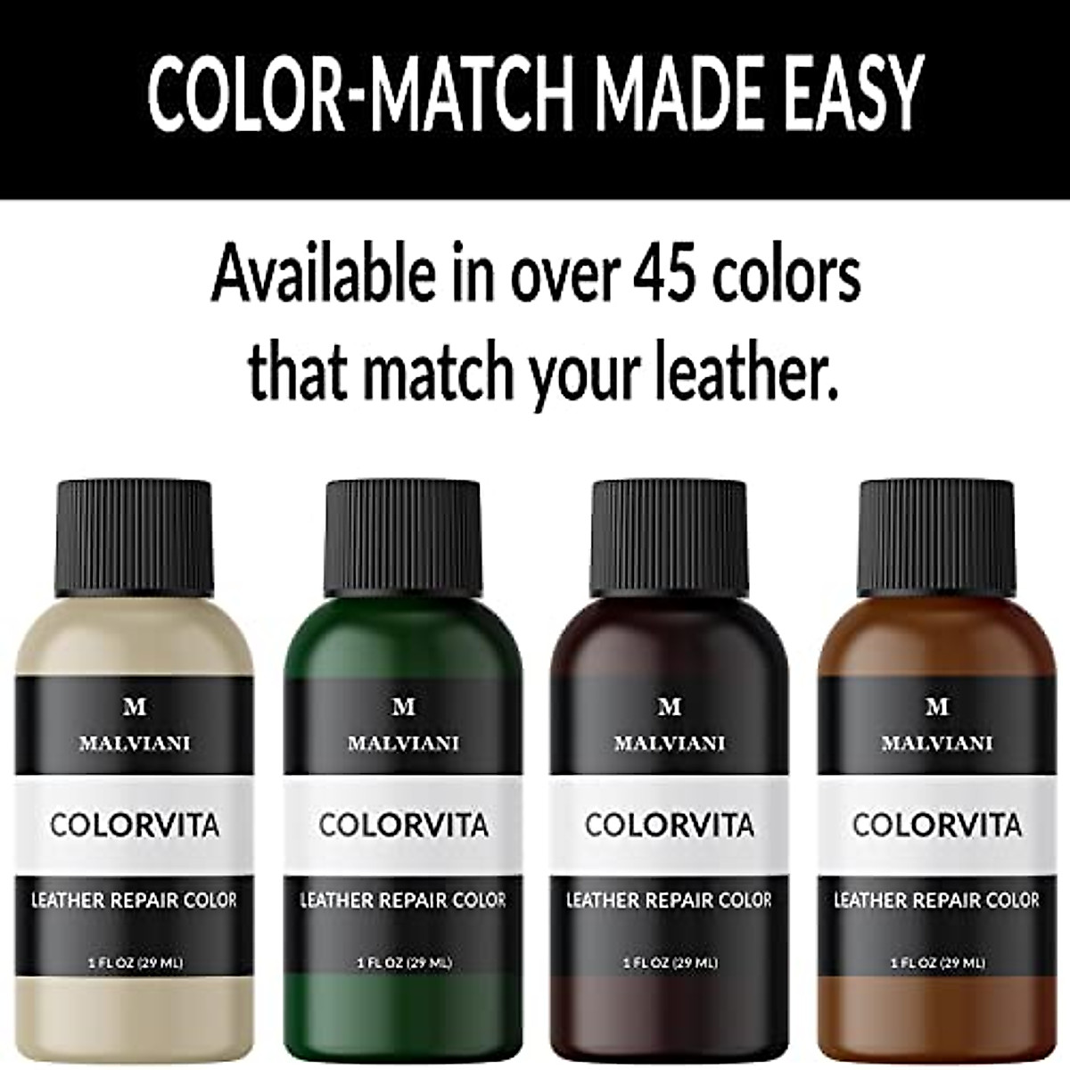 MALVIANI Leather Repair Color Restorer - Light Gray - Restore Sofa, Car Seat, Bag, Furniture & Couch - 1 oz.