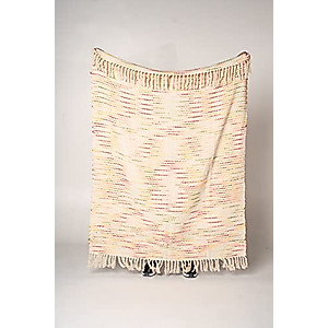 THE ART BOX- Multi Color Hand Woven Cotton Throw, Turkish Blanket , Pure Cotton Handmade Throw, Couch Coverlet, Summer Light Weight Throw, Wedding Gift 74 x 55 Inch Approx.
