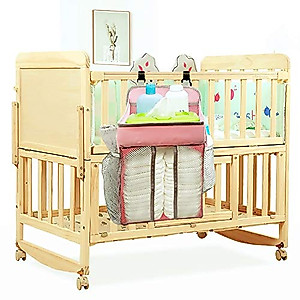 Hanging Baby Diaper Caddy Organizer For Crib Changing Table Or Wall Nursery Organizer Infant Newborn Baby Playard Diaper Organizer Storage Baby Essentials Pink