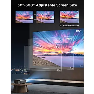 Native 1080P Projector 4K Support, 5G WiFi Bluetooth Portable Projector with Tripod, 11000L Movie Projector, 300" Display Home Projector Compatible with HDMI/TV Stick/iOS/Android/PS5