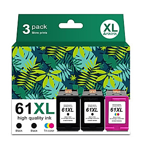 Ankink 61XL hp61xl Black Color|Tricolor Ink Cartridge Combo Pack (3 Pack) for HP 61 HP61 XL 61xl Ink for HP Envy 4500 5530 5534 5535 Deskjet 1000 1056 1510 1512 1010 1055 OfficeJet 4630 Series Printer