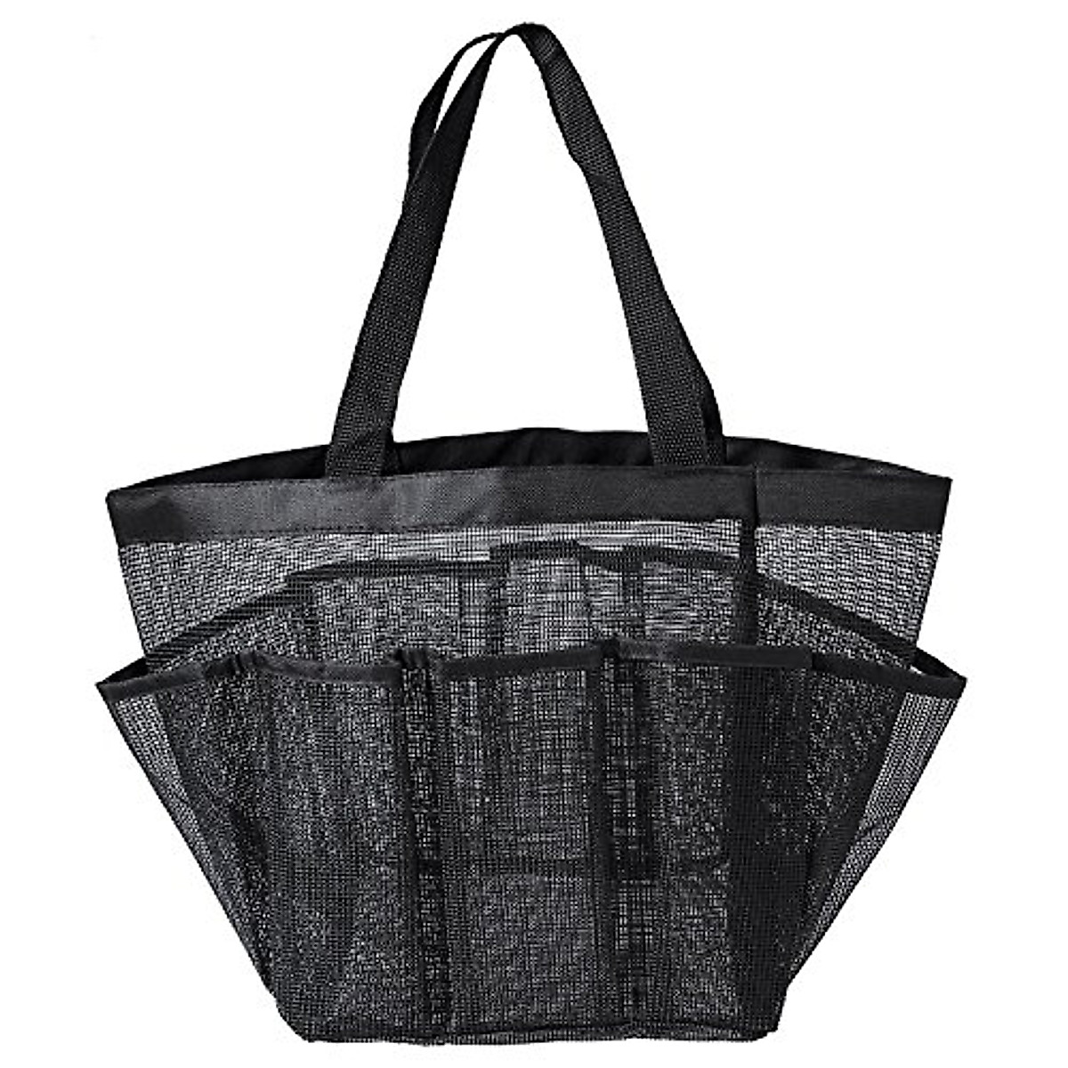 iPEGTOP Portable Mesh Shower Caddy, Quick Dry Shower Tote Hanging Bath & Toiletry Organizer Bag with 9 Storage Pockets, Double Handles for College Dorm, Travel, Gym & Camping, Black