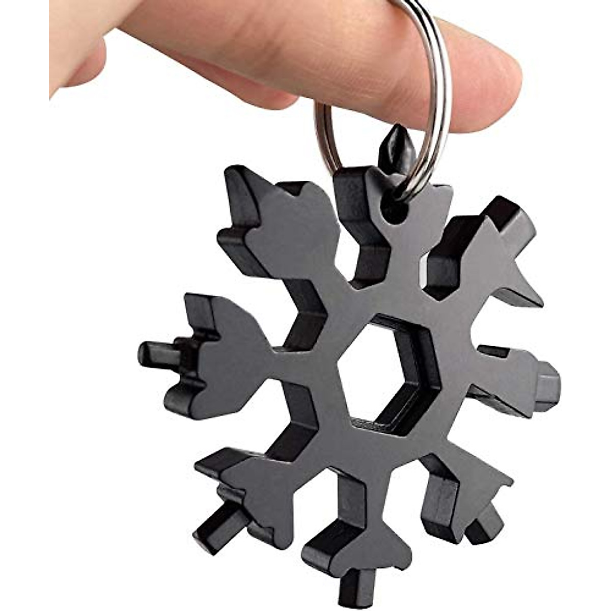 18 in 1 Snowflake Multitool for Men, Small Stainless Steel All in One Screwdriver as Bottle Opener, Screwdriver, Wrench, Box Cutter, Mini Keychain Gadgets for Camping, Survival
