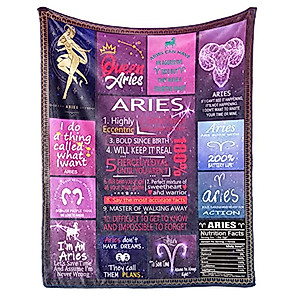 Shanfeirui Aries Gifts for Women, Zodiac Gifts for Women, Astrology Gifts for Women, Zodiac Blanket, Aries Blanket, April Birthday Gifts for Women Blankets 50" X 60"