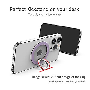 iRing Mag, Magnetic Phone Ring Holder, Kickstand, Grip for MagSafe, Wireless Charging Compatible with iPhone, Galaxy, and Other Smartphones with MagSafe Case (Pale Violet)