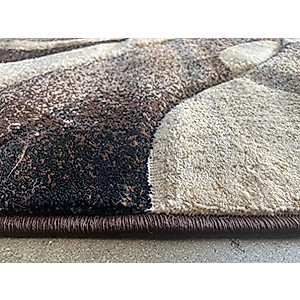 Nikos Sculpture Modern Octagon Area Rug Chocolate Brown Black & Beige Sculpture Design 258 (5 Feet 6 Inch X 5 Feet 6 Inch )