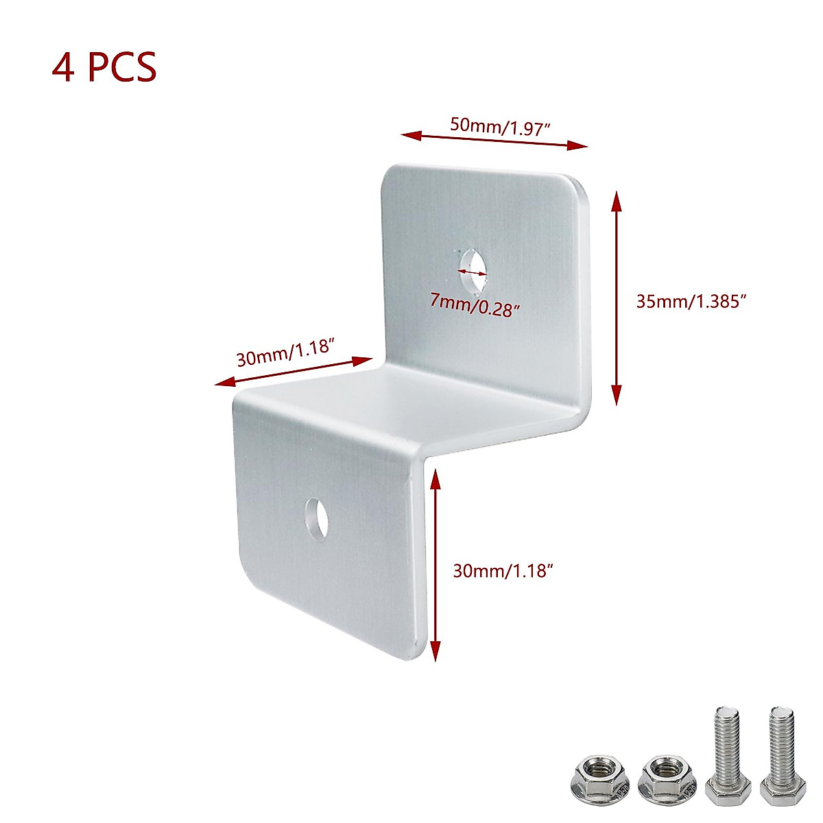 KUMGROT 4 Sets Solar Panel Brackets Aluminum Alloy Z Brackets for Solar Panels Roof RV Boat Off Grid, Silver