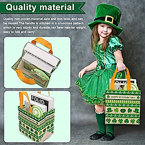 Whaline St. Patrick's Day Tote Bags with Handles, Reusable Gift Bag Waterproof Grocery Goodie Shopping Totes for Party Supplies, 8 Pack