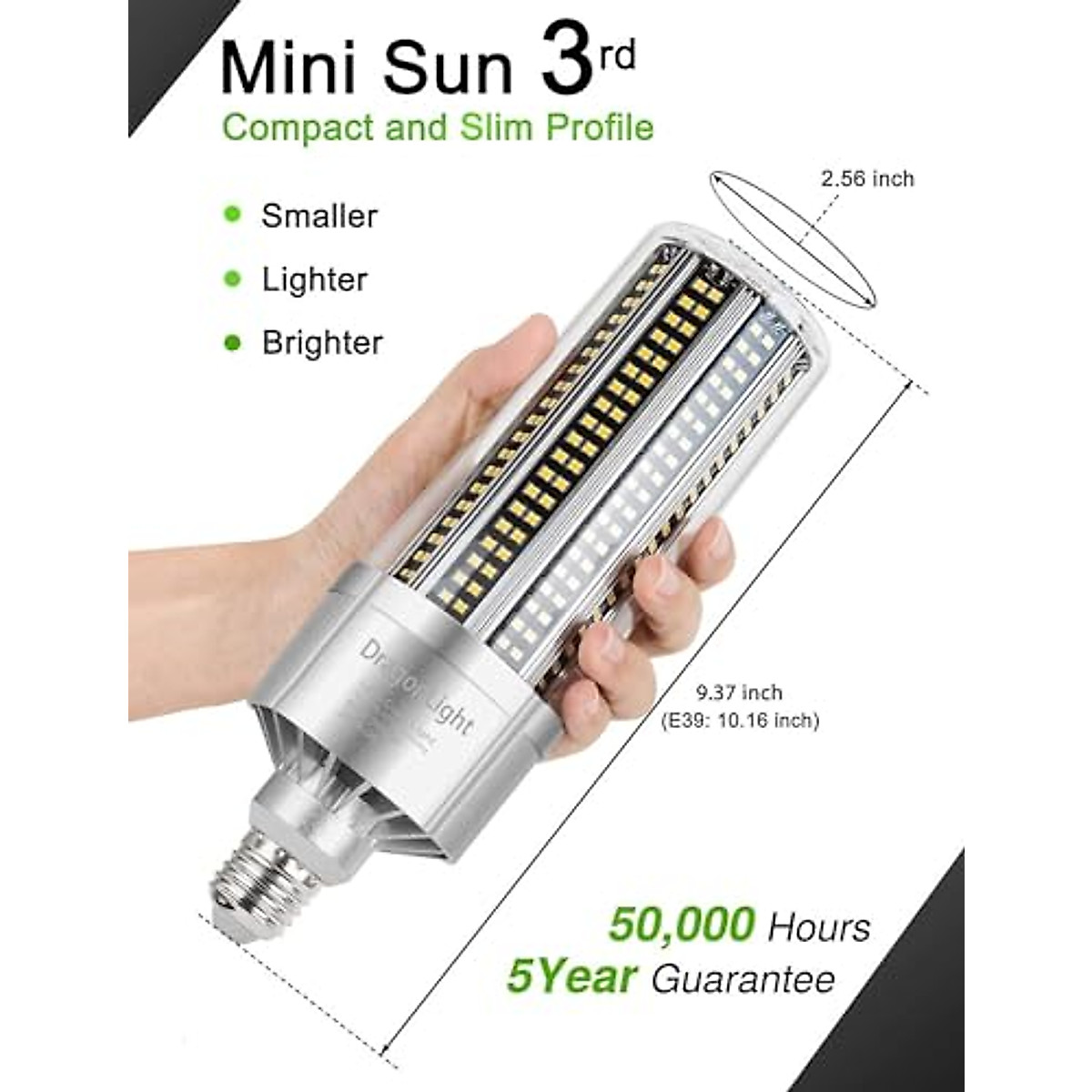 DragonLight 120W Commercial Grade Corn LED Light Bulb(400 Watt Metal Halide/HID/HPS Replacement) E26/E39 Large Mogul Base LED Lamp 5000K Daylight 14,400LM for High Bay Area Lighting