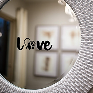 Paw Love Black Paw Dog Room Decor Decals (4x11 inch pet Decal) Dog Wall Decor Vinyl Paw Print Sticker Animal Footprint Wall Art Decoration