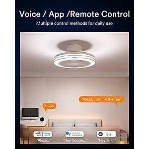 Lumary Smart WiFi & Bluetooth Ceiling Fan with RGBAI Light, 18 Inch, 6 Speeds, Reversible - Compatible with Alexa, Google Assistant, Remote Control