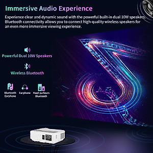 1080P WiFi Projector Android Full HD Movie Projector Home Cinema with Bluetooth HDMI 7500Lumen USB RCA LCD Smart TV Projector Wireless iOS Mirroring Phone Projectors Outdoor Indoor Gaming