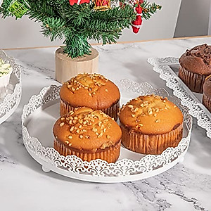 ALEDO White Cake Stand 5 Pcs, Dessert Table Display Set Metal Antique-inspired with Cake Pop Stand, Cupcake Tower, Treats Candy Station for Wedding Birthday Party Baby Shower Celebration Holiday Décor