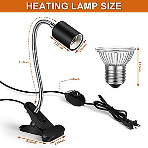 3 Set Reptile Heat Lamp Turtle Lamp Holder Fixture Clamp Basking Spot Lamp Adjustable 50W UVA UVB Full Spectrum Sun Lamp Sunbathe Heat Bulb for Turtle Snake Aquarium Chameleon Amphibian, Black
