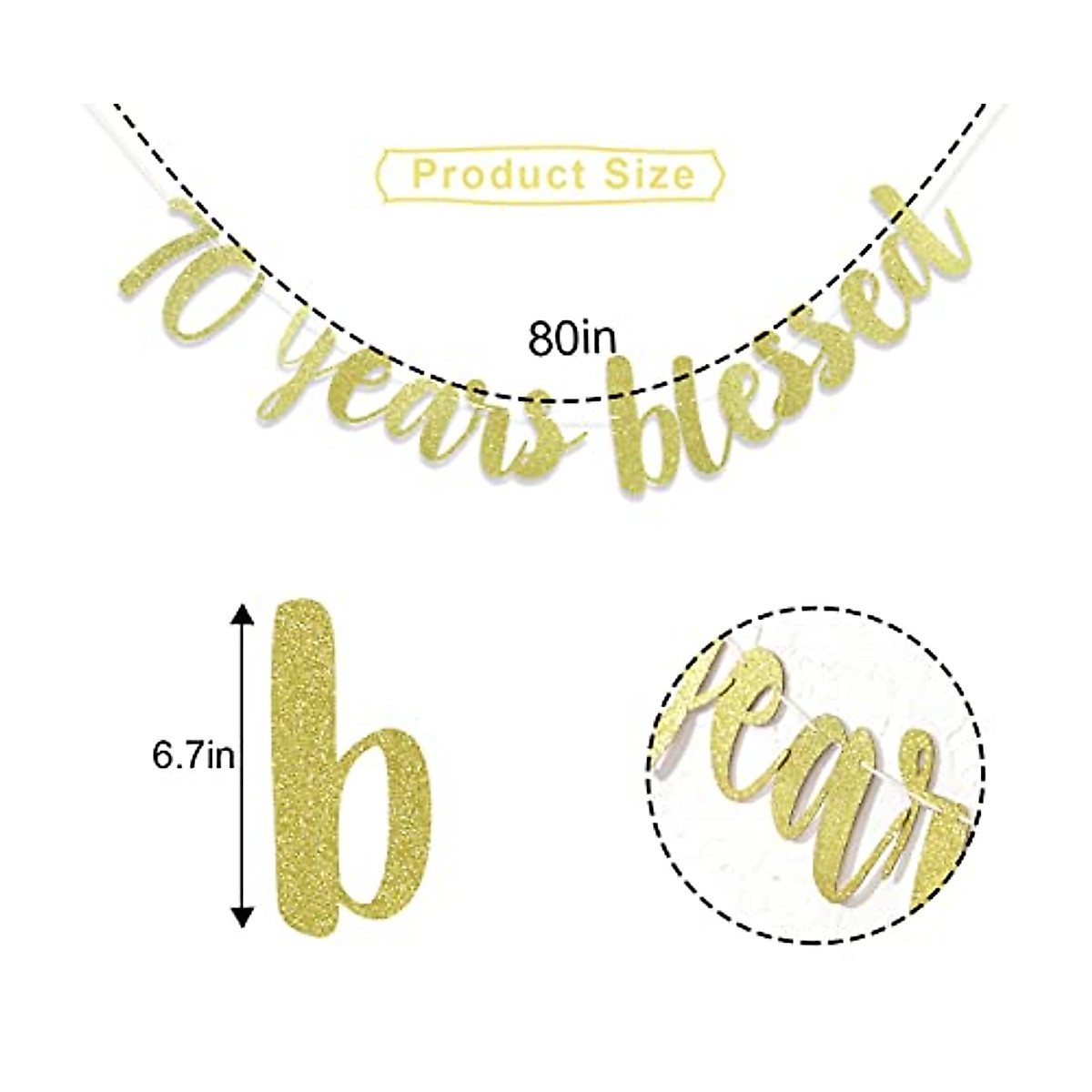 70 Years Blessed Banner - 70th Birthday Banner,70th Birthday Banner Party Decorations,70th Anniversary Banner,70 Birthday Banner Sign…