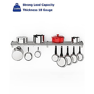 Stainless Steel Wall Mount Shelf 12 x 60 Inch, NSF Certified Shelf with Hooks, 210 lb Load Capacity Commercial Kitchen Rack Storage Shelves for Restaurant, Kitchen, Home & Hotel