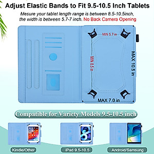 9.5-10.5 inch Tablet Case, Universal Protective Cover Stand Folio Case for 9 10 10.2 Inch Android Touchscreen Tablet, Green-Gold Marble