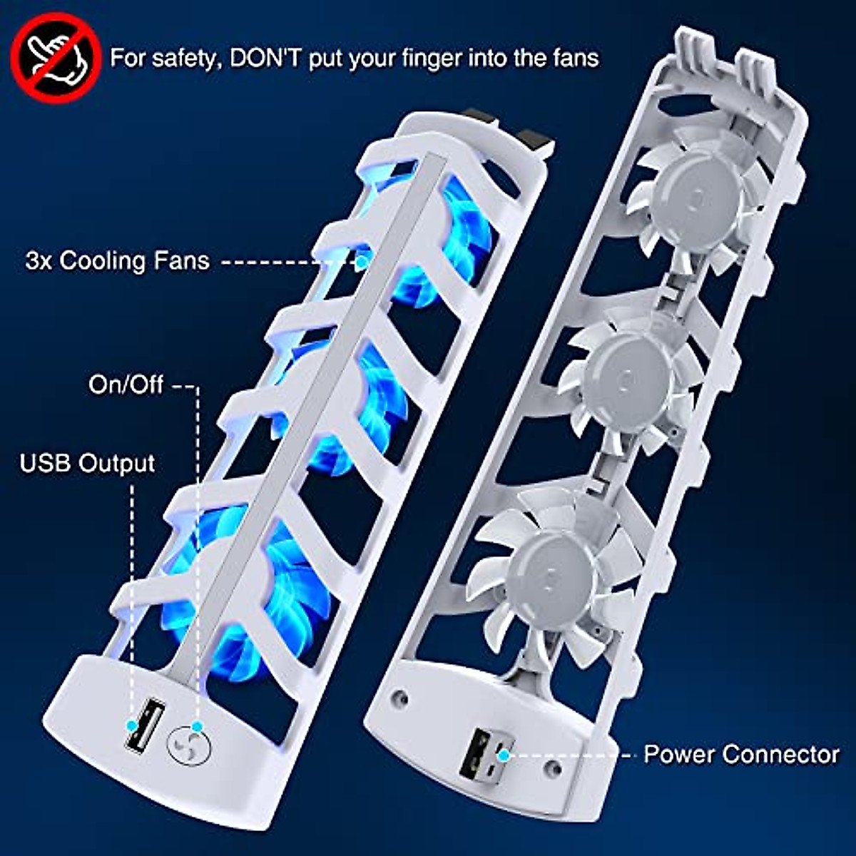 EXTREMECOOL PS5 Cooling Fan, PS5 Accessories PS5 Cooler with 3 High-Speed Cooling Fans (5000RPM) and Cool LED Light, PS5 Fan Cooling Fan Come with USB Port for Sony PS5 Digital/Disc Edition