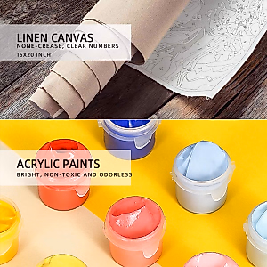 ifymei Paint by Numbers for Kids and Adults Beginner, DIY Gift Canvas Painting Kits for Boys and Girls, 16x20 Inch Colorful Cute Dog [Without Frame]