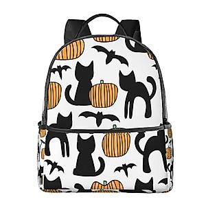 Halloween Black Cat Stylish Lightweight Casual Travel Large Capacity Backpack Adjustable Unisex Daypack
