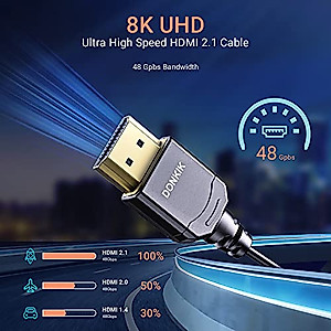 DONKIK Certified 8K Ultra High Speed HDMI 2.1 Thin Cable 4.9ft, 48Gbps HDMI Cord 4.9ft, 8K@60Hz 4K@120Hz HDR eARC HDCP 2.2 2.3 Compatible with PS5, Xbox, Switch, Apple TV, Roku, Gaming PC