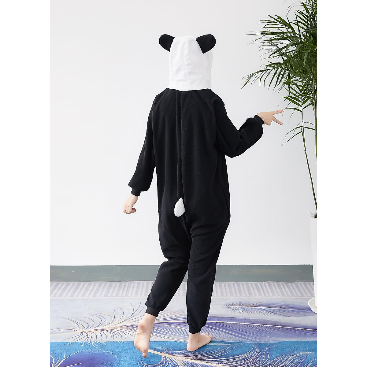 Joyxiamunicorns Unisex Adult Panda Animal Onesie Pajamas Cosplay Costumes Halloween Christmas One-Piece Sleepwear M