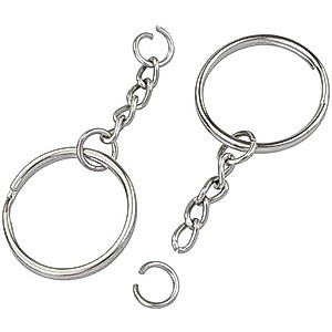 150 Pcs NANSSY 1 Inch/25mm Split Keyrings with Chain Silver Keychain Ring, Key Chains Rings Parts with Open Jump Ring and Connector.