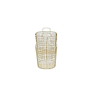 CosmoLiving by Cosmopolitan Metal Round Storage Basket with Handles, Set of 2 20", 17"W, Gold