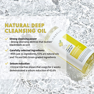Lanbelle Deep Cleansing Oil Korean Oil Cleanser 6.76 Oz Face Wash All Naturally-Derived GrapeSeed Oil Lemon Vegan Dry Sensitive Acne-Prone Skin Age Defying Makeup Remover Melting Blackhead Sebum Care