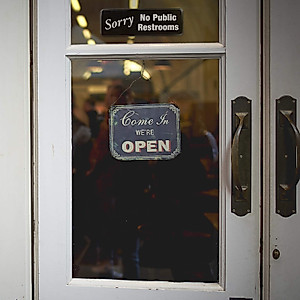 Excello Global Products Sorry No Public Restroom Sign: Easy to Mount Informative Plastic Sign with Symbols 9x3, Pack of 3 (Black)