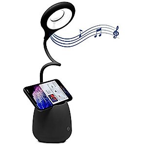 Aduro U-Light Aduro U-Light Desk Lamp Table Light with Wireless Speaker & Phone Stand Desk Organizer, Flexible Gooseneck Table Lamp - Perfect for Home Office Black