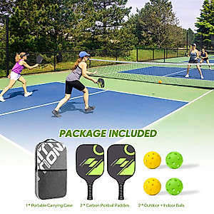 HITTIONA Pickleball Paddles - Fiberglass Pickleball Paddles Set of 2, USAPA Approved Pickle Ball Rackets 2 Pack with 4 Pickleball Balls, 1 Pickleball Bag, Paddles Ball Set for Beginners