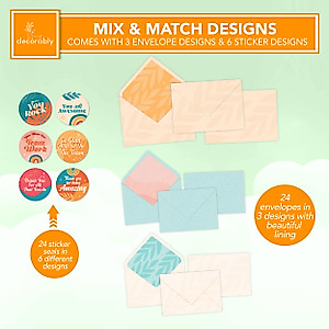 Decorably Employee Cards with Envelopes & Stickers - 24 Pack Employee Appreciation Cards with Envelopes & Stickers, Blank Appreciation Cards for Coworkers, 6x4in Employee Thank You Cards