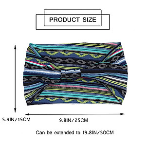 GORTIN Boho Headbands Blue Extre Wide Headband Stretch Turban Hair Bans Yaga Knotted Headwraps Twist Workout Head Hands for Women and Girls Pack of 3 (Headbands A)