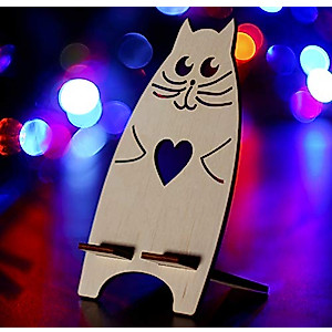 Dolyacrystal Wooden Phone Holder - Cute Decorative Dock with Animal Design - Lightweight & Non-Slip Wood Phone Stand for Desktop, Kitchen, Bedroom, Office - Cradles Most Smartphones & Tablets
