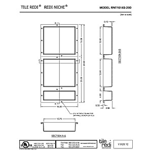 Redi Niche Triple Niche Recessed Shower Shelf- Black, Three Inner Shelves, 16-Inch Width x 34-Inch Height x 4-Inch Depth