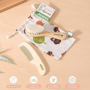 haakaa Baby Hair Brush and Comb Set for Newborns & Toddlers, Natural Hair Comb Wooden Comb Perfect Baby Shower and Registry Gift - Ideal for Cradle Cap