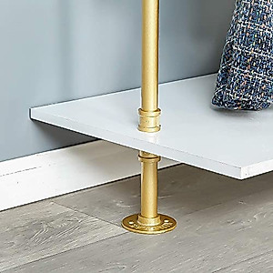 lesolar Industrial Pipe Double Hanging Rods Clothing Rack Gold Clothing Rack,90.55" H Wall Mounted Garment Rack Storage Clothes Hanging Shelf Suitable for Bedroom, Retail Clothing Store, Boutique