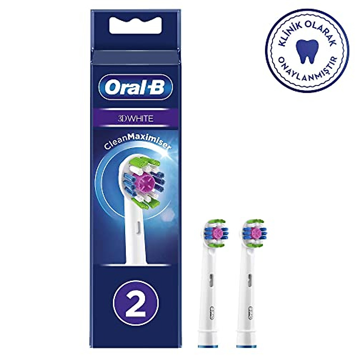 Oral-B Braun 3D White Electric Toothbrush Replacement Head - 2 Refill Brushes