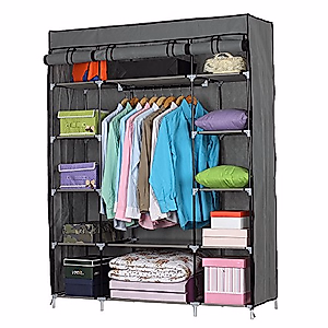Wardrobe Storage Closet Clothes Portable Wardrobe Storage Closet Portable Closet Organizer Portable Closets Wardrobe Closet Organizer Shelf Wardrobe Clothes Organizer Standing Closet Gray