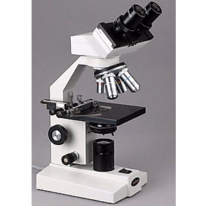 AmScope B100-E 1000X Digital Compound Binocular Microscope, 40X-1000X Magnification, Brightfield, Tungsten Illumination, Abbe Condenser, Plain Stage, Includes 0.3MP Camera and Software